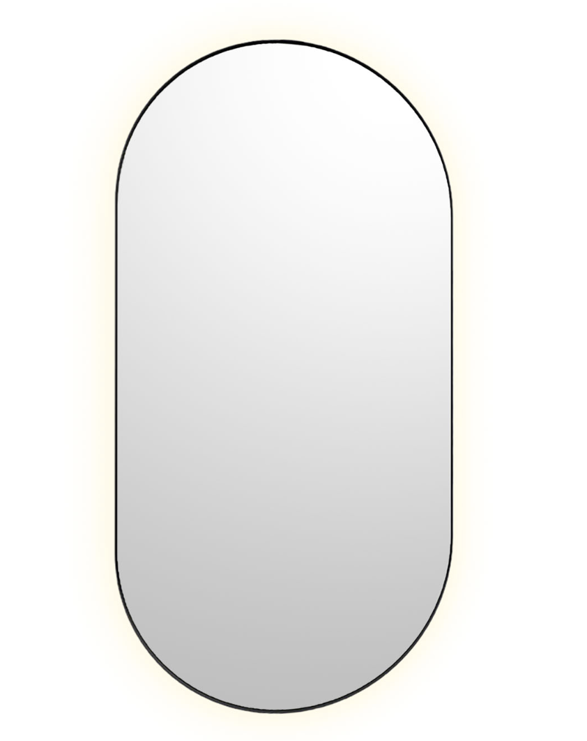 Bobrick B-104 2448.MBLK Pill Shaped Backlit LED Mirror, Matte Black ...