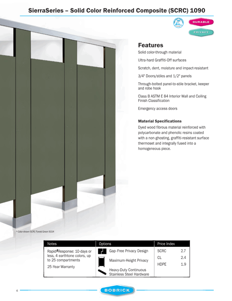 Bobrick DuraLineSeries 1082 Partitions | Washroom Inc - Authorized ...
